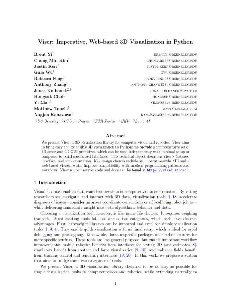 Viser: Imperative, Web-Based 3D Visualization in Python | PDF | Visualization (Graphics) | Web ...
