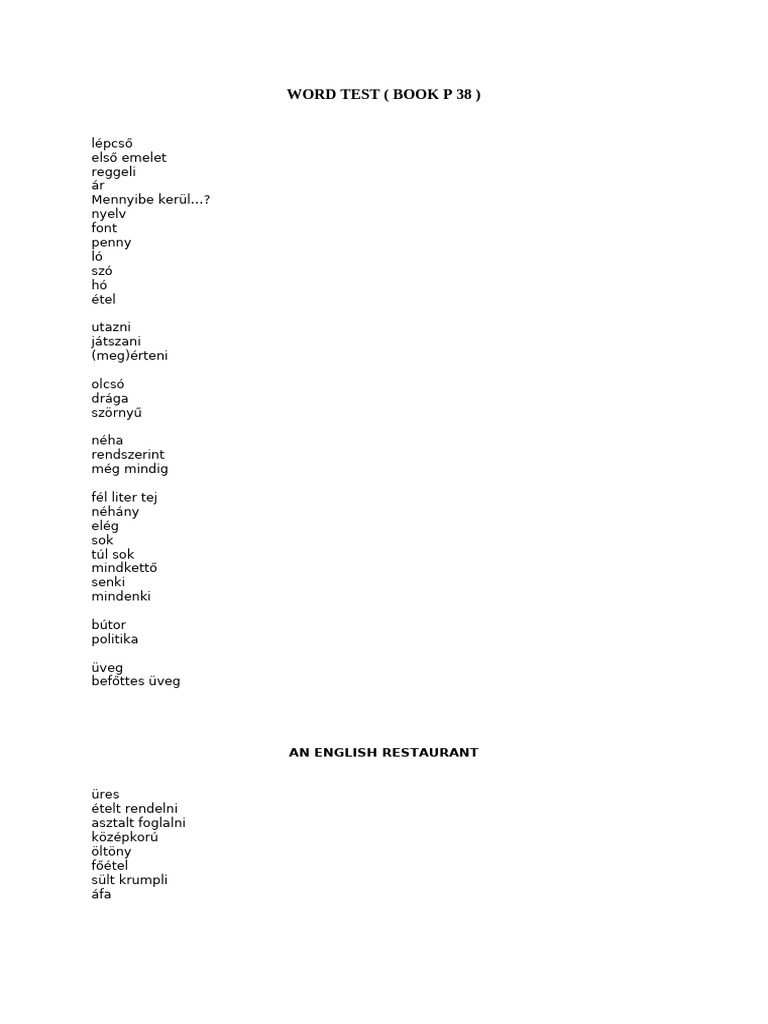 Cambr English Course p38 Word Test | PDF