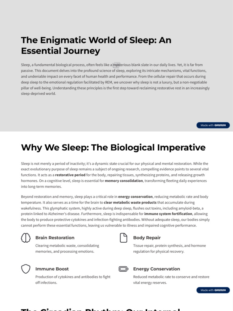The Enigmatic World of Sleep An Essential Journey | PDF | Sleep ...