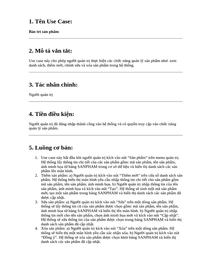 usecase bảo trì | PDF