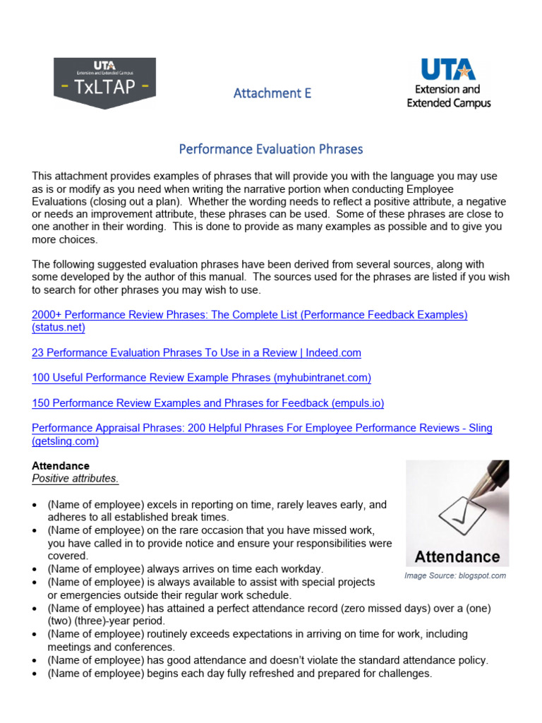 Effective Performance Evaluation Phrases | PDF | Goal | Time Management