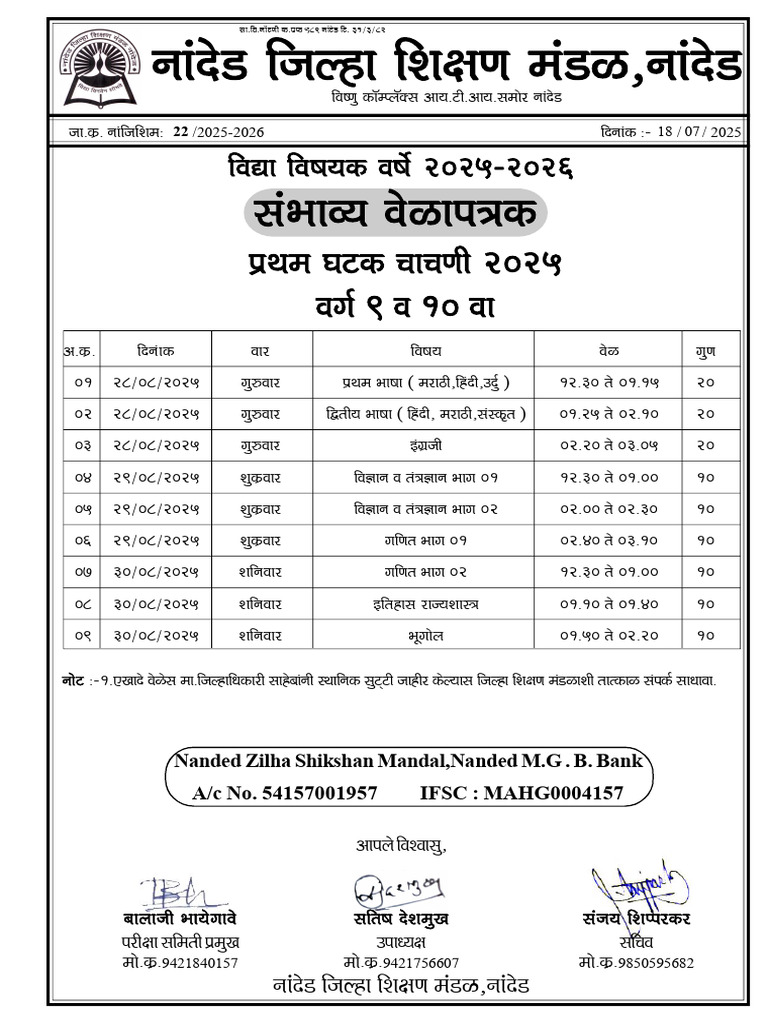 Nanded Jilha Shikshan Mandal 2025-26 | PDF