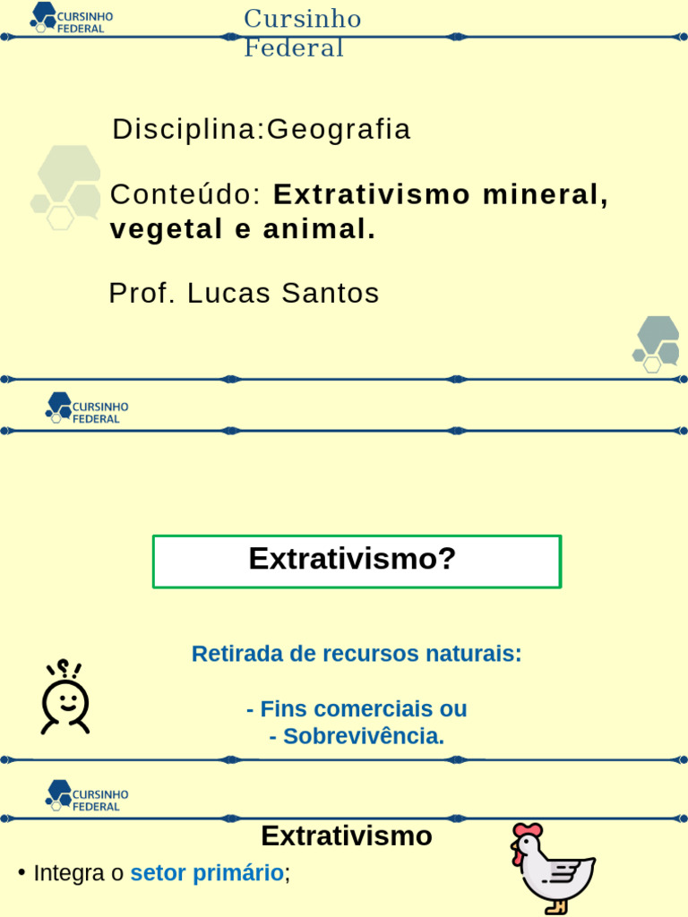 Aula 6 Extrativismo (Mineral, Vegetal, Animal) | PDF | Brasil ...