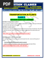 Class 10 Transportation Life Processes Important Q | PDF | Stoma | Root