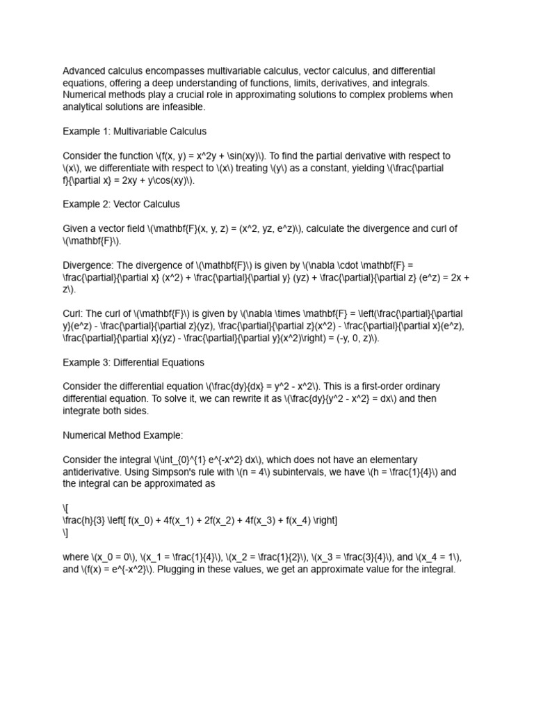 Advanced Calculus Basics | PDF