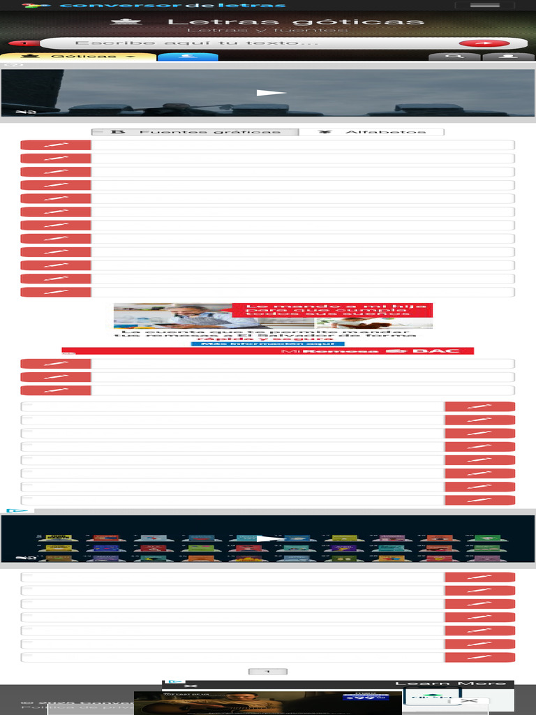 Letras y Tipografías Góticas, Barrocas y Románicas Conversor de Letras ...