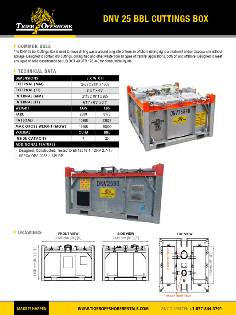 DNV 25 BBL Cuttings Box Specifications | PDF