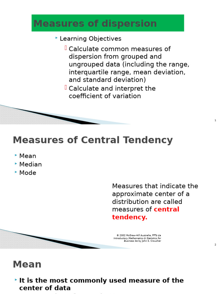 Measures of Dispersion | PDF | Quartile | Statistical Dispersion