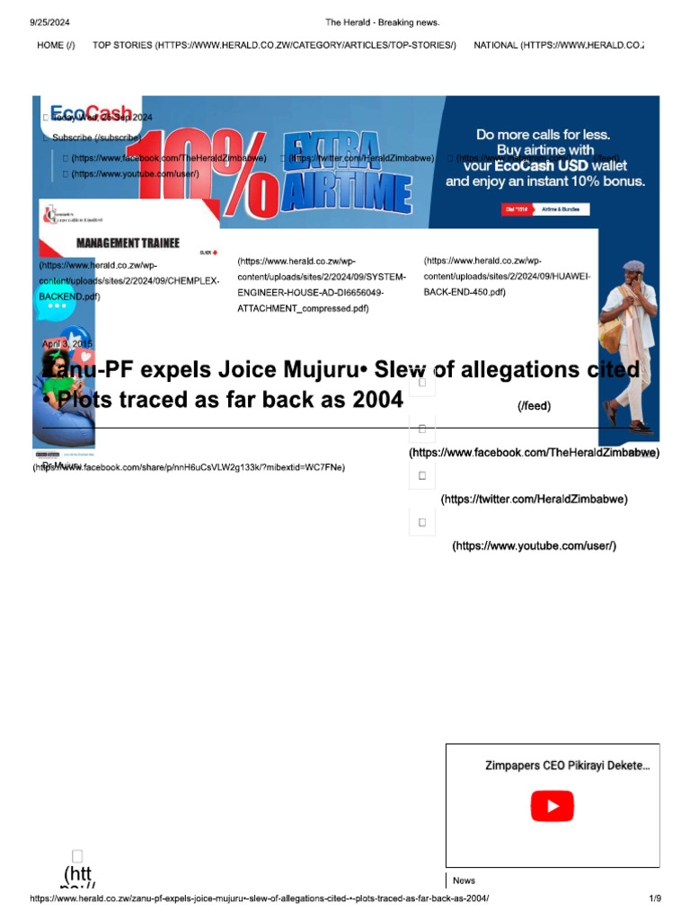 Mujuru Fired | PDF
