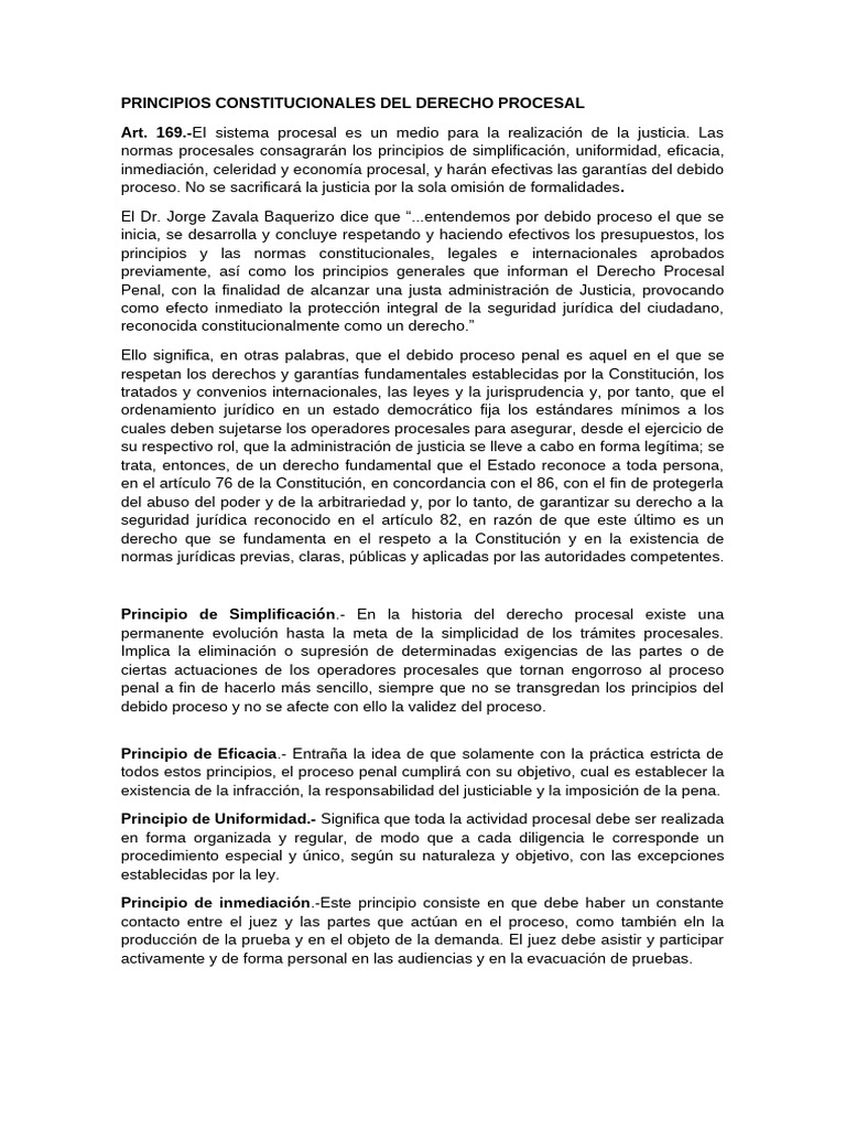 Principios Constitucionales Del Derecho Procesal | PDF | Ley procesal | Debido al proceso