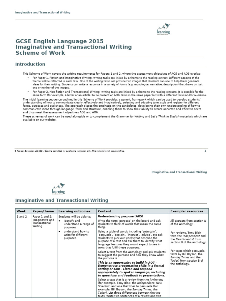 GCSE Imaginative & Transactional Writing Guide | PDF | Narrative | Writing