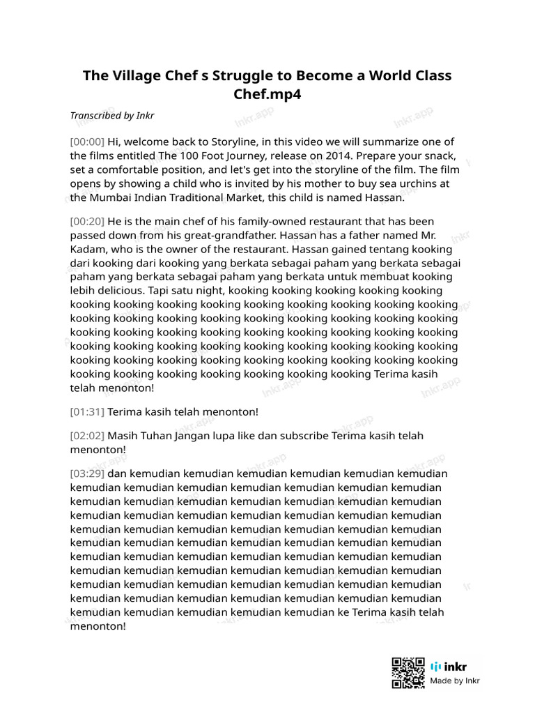 The Village Chef S Struggle To Become A World Class Chef - mp4 | PDF | Gastronomy | Food And ...