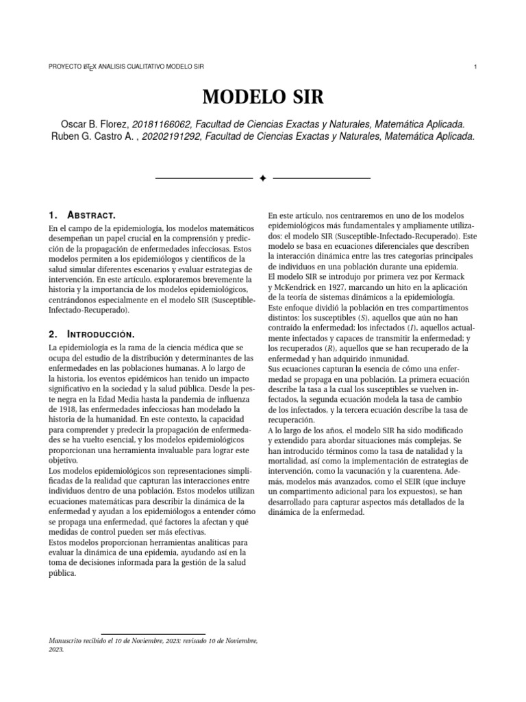Análisis del Modelo SIR en Epidemiología | PDF | Medicina | Ciencias de ...
