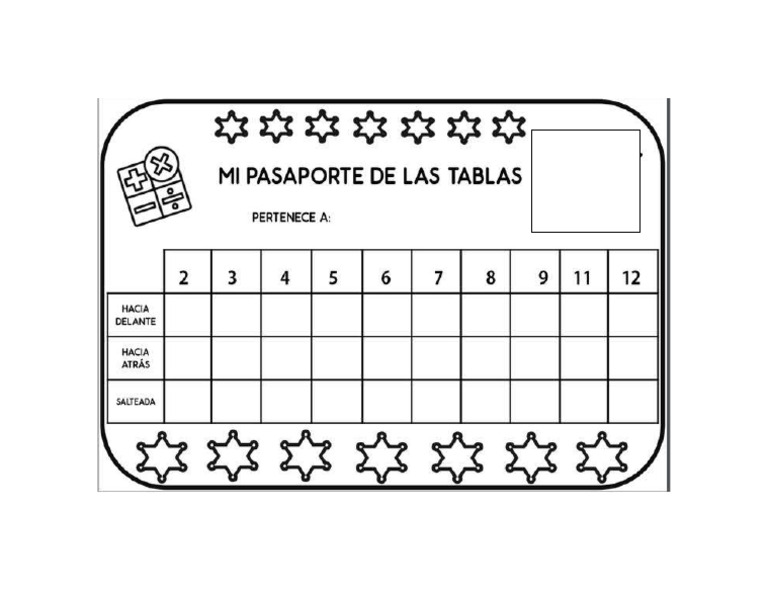 Pasaporte de Tablas de Multiplicar | PDF