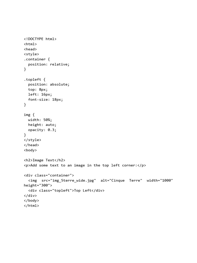 Positioning Text Over Images in HTML | PDF