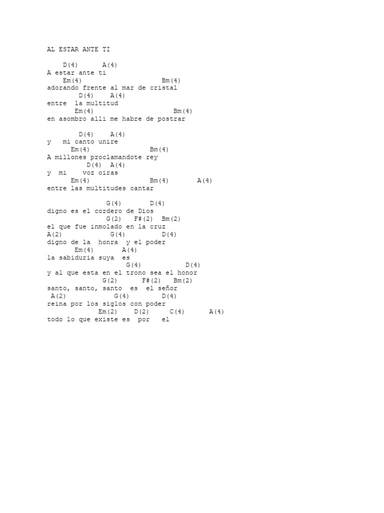 Letra de "Al Estar Ante Ti" | PDF
