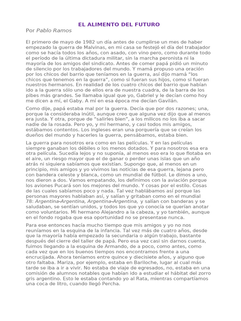 El Alimento Del Futuro - Pablo Ramis | PDF