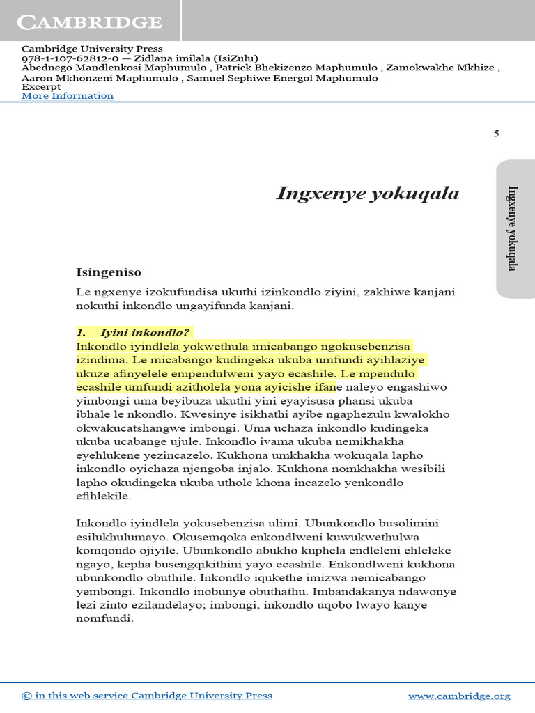 Highlighted Zulu Poem Notes | PDF