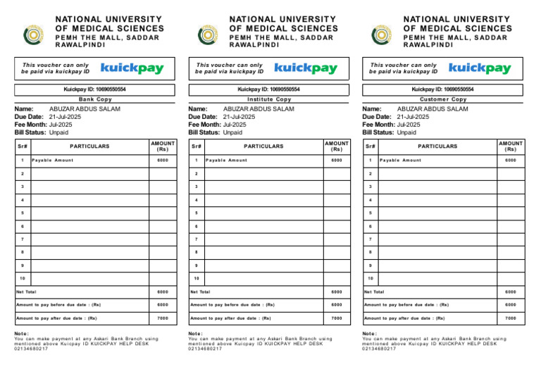 Abuzar Abdus Salam - National University of Medical Sciences | PDF