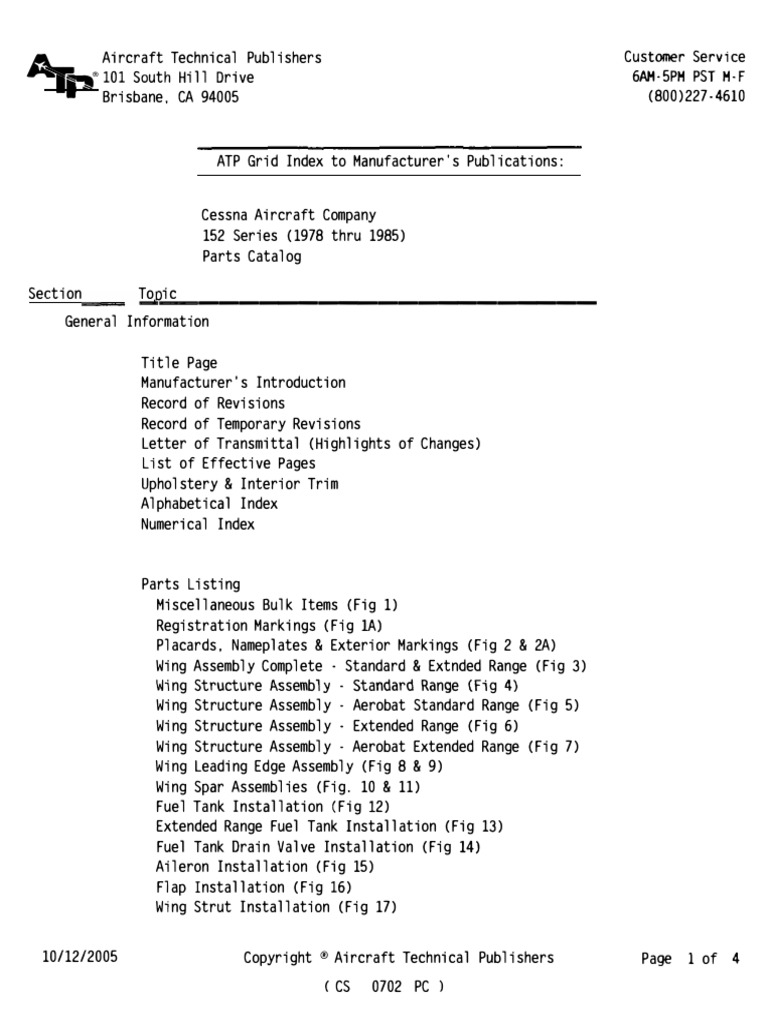 Cessna 152 Series Parts Catalog | PDF | Landing Gear | Aircraft