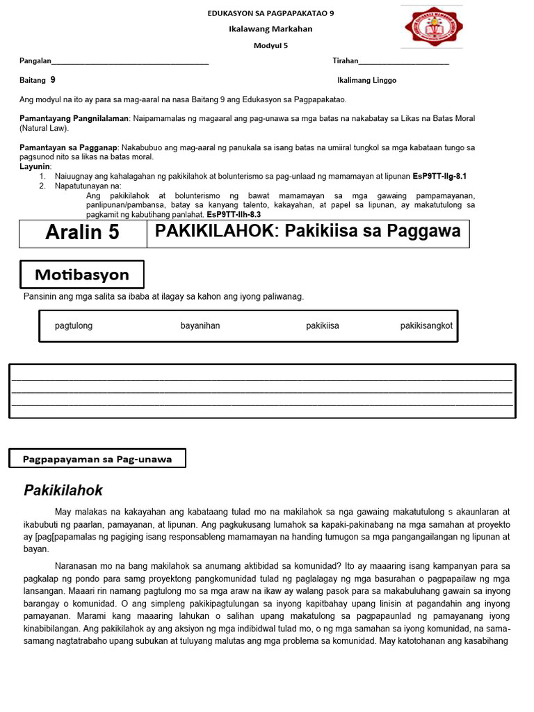 esp modyul 5 Q2 | PDF