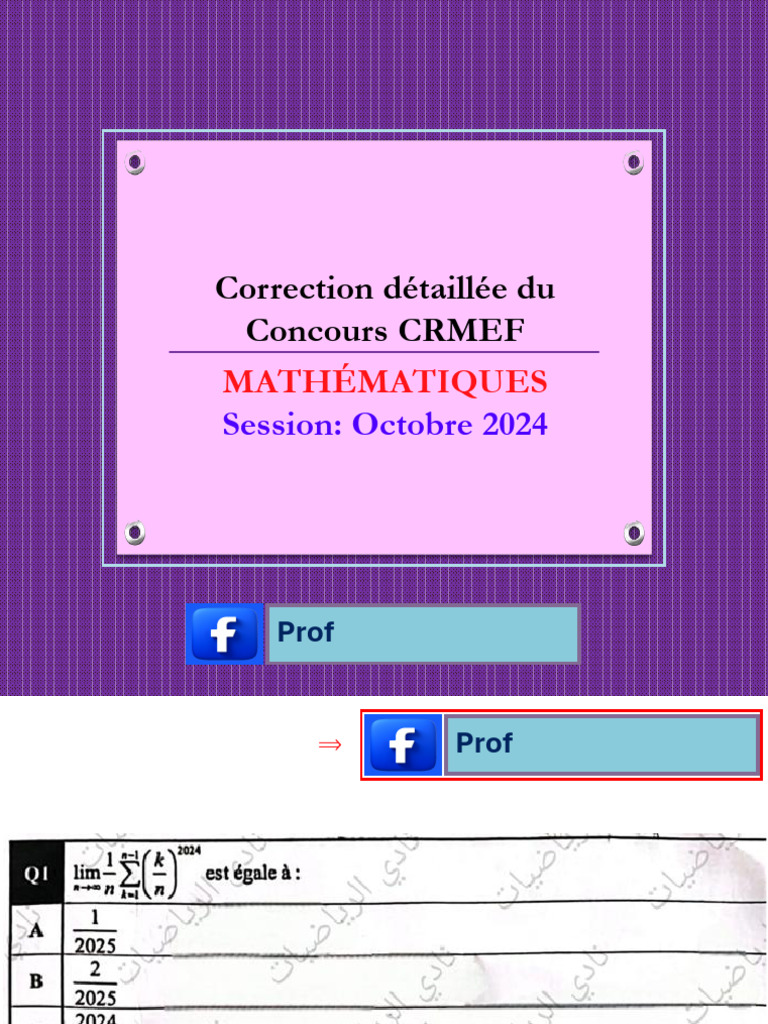 Correction Concours Maths Octobre 2024 | PDF | Limite (mathématiques ...