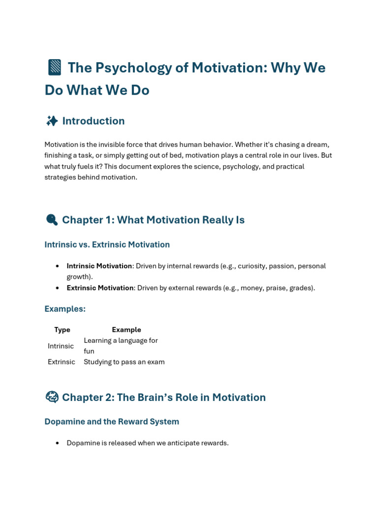 Understanding Motivation Psychology | PDF