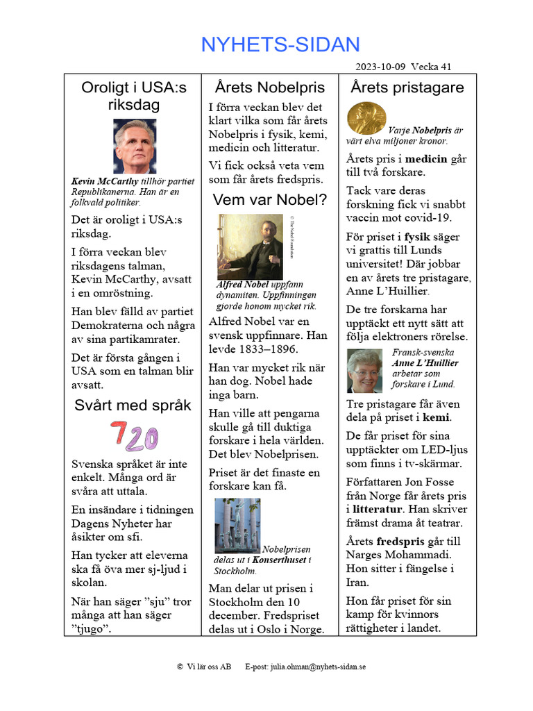 Nyhetssidan Vecka 41 | PDF