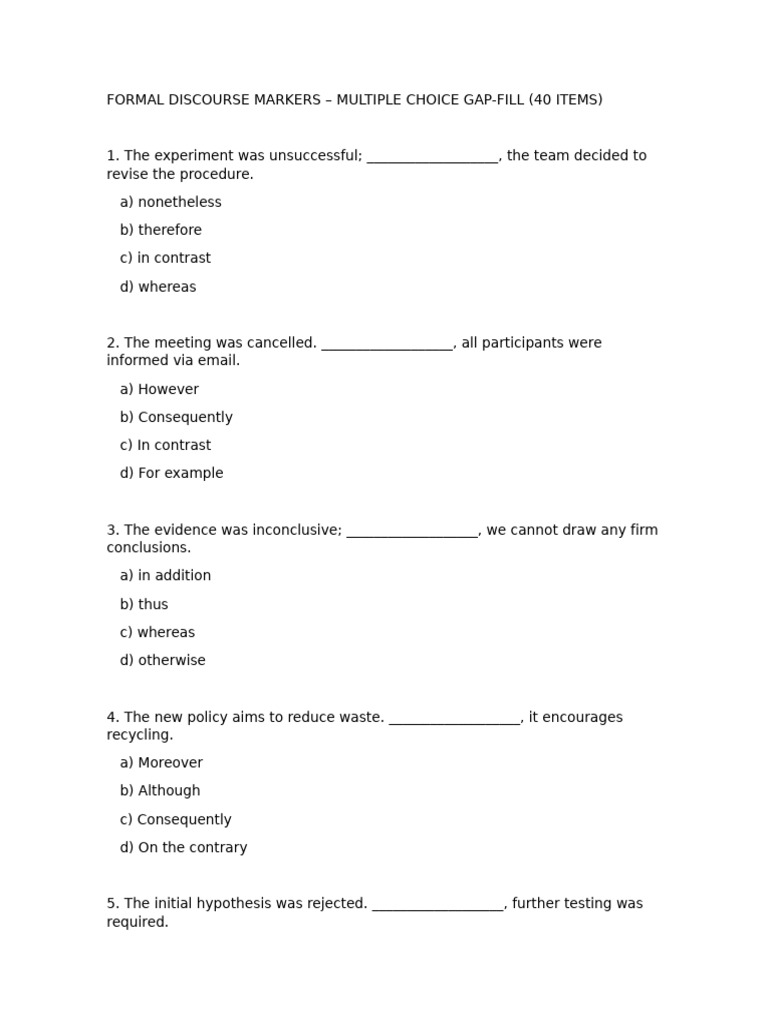 Formal Discourse Markers | PDF | Methodology