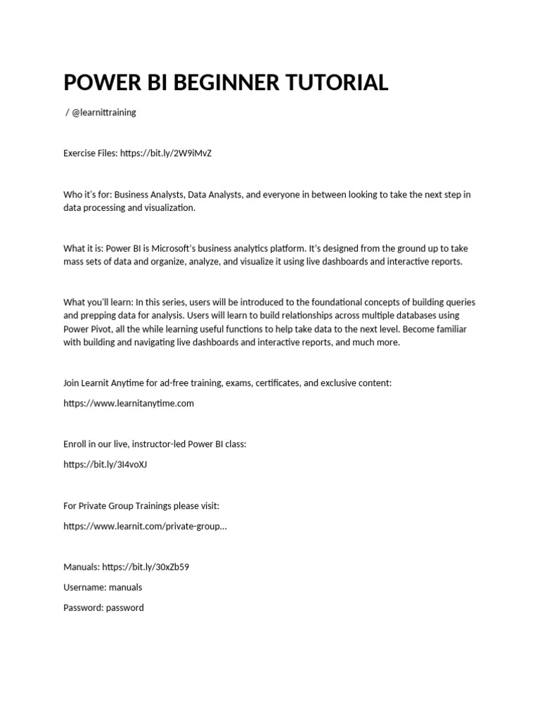 Power Bi Beginner Tutorial | PDF | Microsoft Excel | Internet & Web