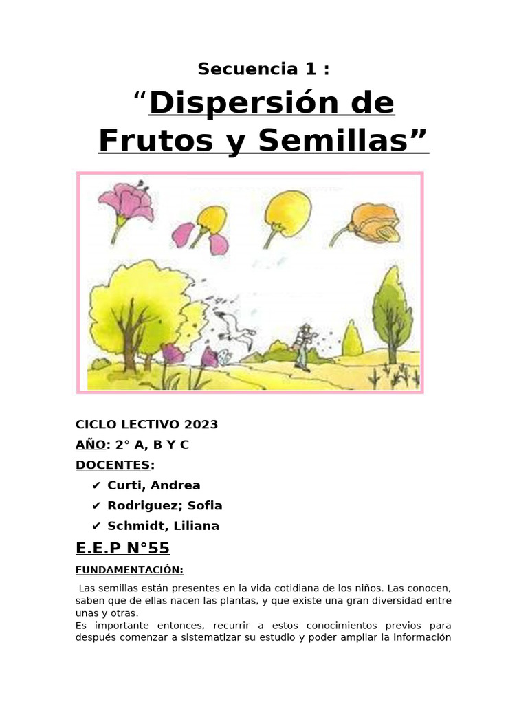 Dispersión de Semillas en Educación Primaria | PDF | Semilla | Plantas