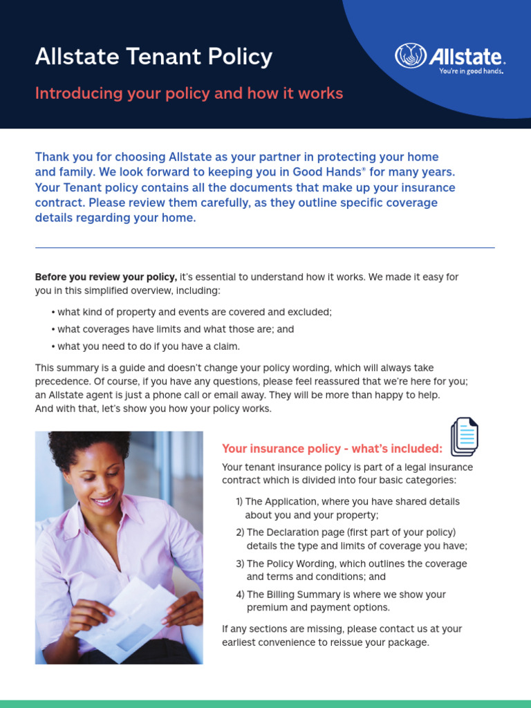 Understanding Your Allstate Tenant Policy | PDF | Deductible | Insurance