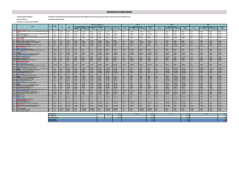 Cronograma Valorizado Mensual | PDF