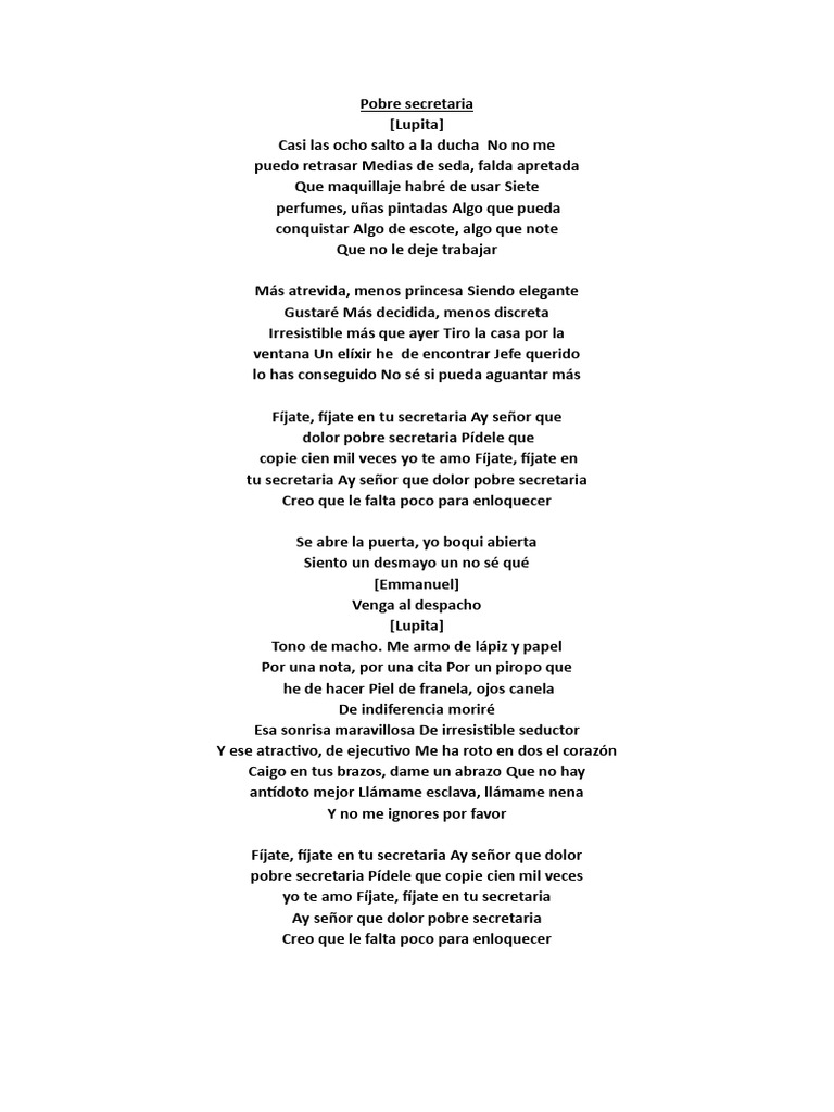 09 - Pobre Secretaria - Letra | PDF