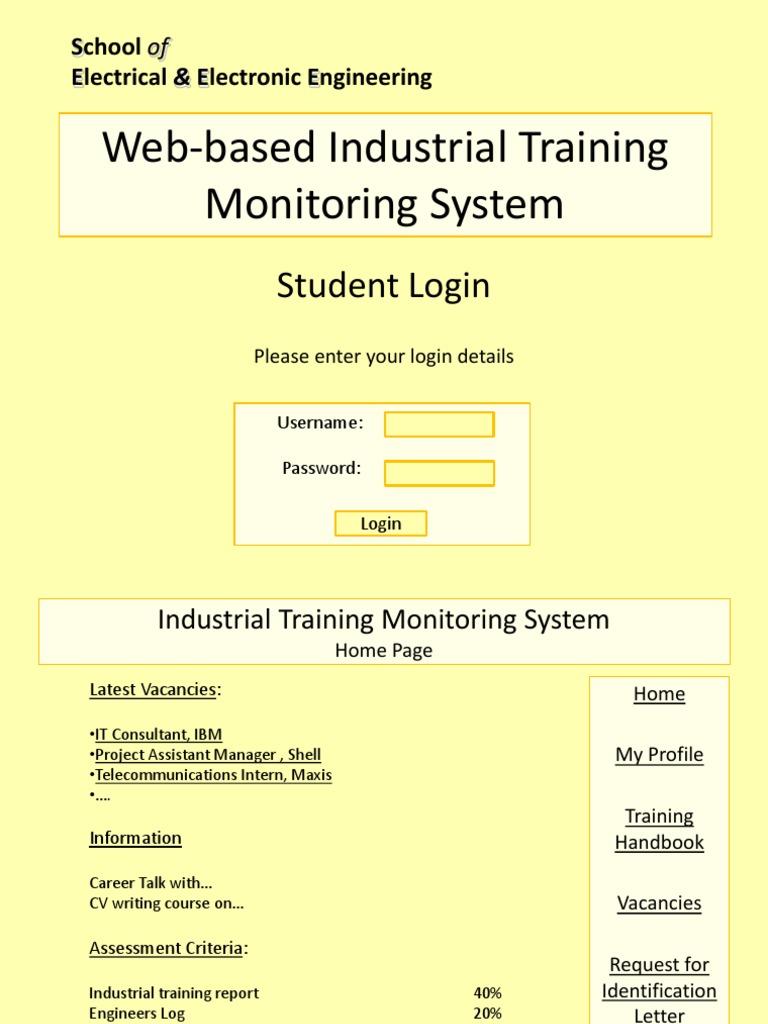 Web-Based Industrial Training Monitoring System: Student Login | PDF ...