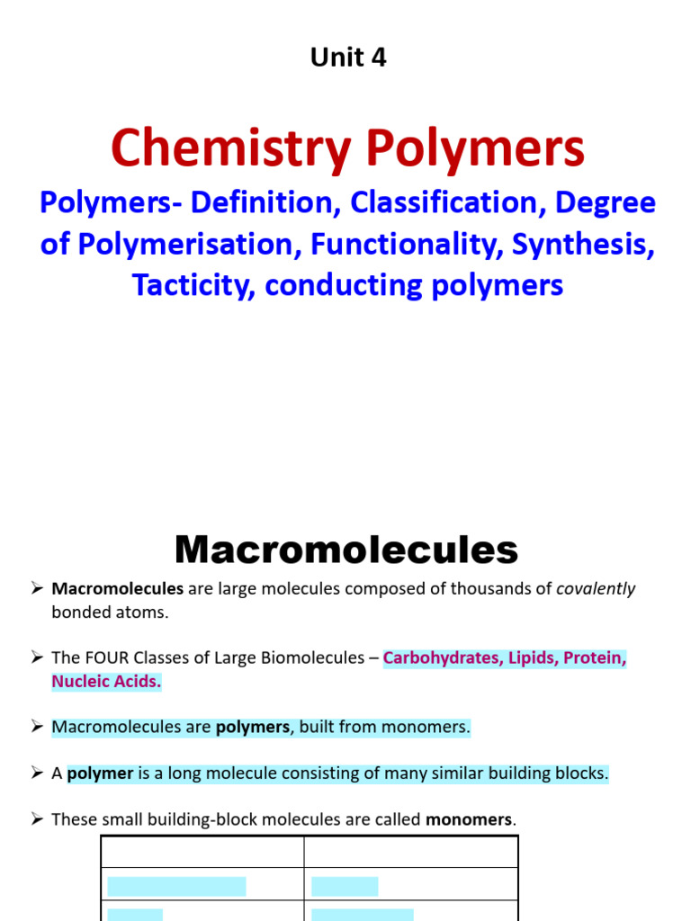 Chemistry of Polymers Explained | PDF | Polymers | Polyurethane