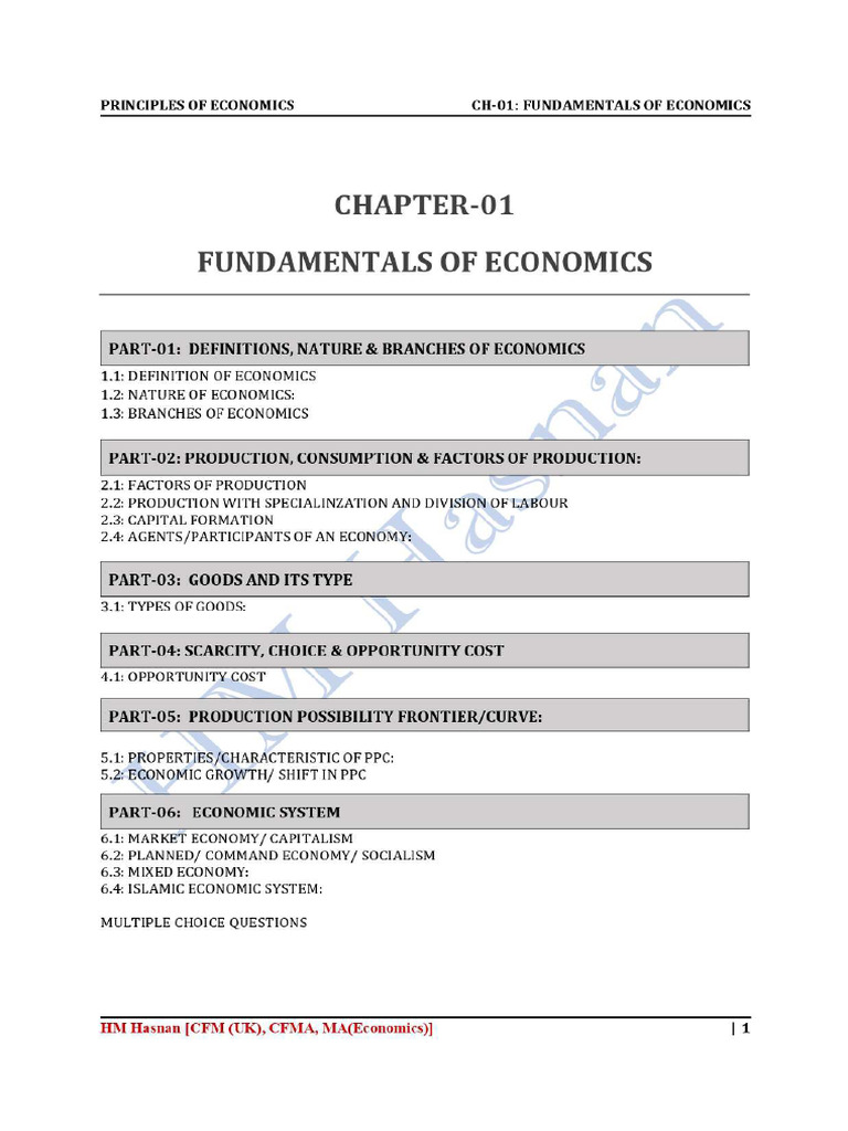 Eco CH-01 Notes HM Hasnan | PDF