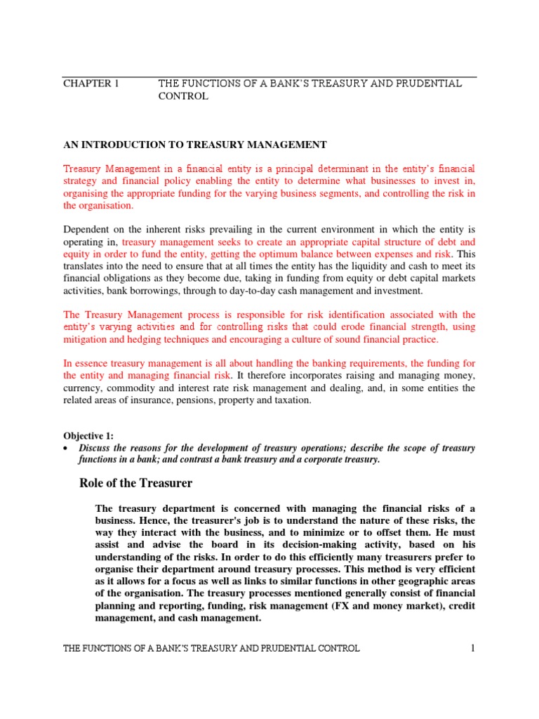 Chapter 1 - Introduction To Treasury Management | PDF | Financial Risk ...