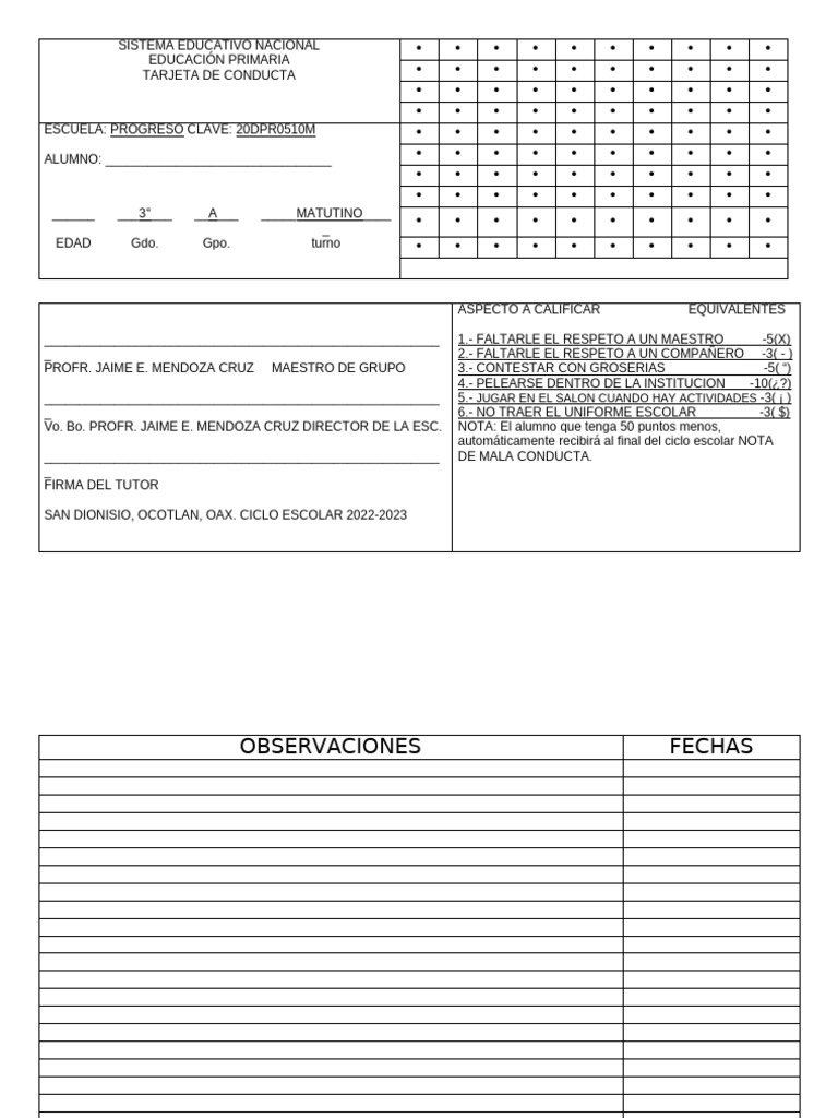 Reglas de Conducta Escolar y Uniforme | PDF