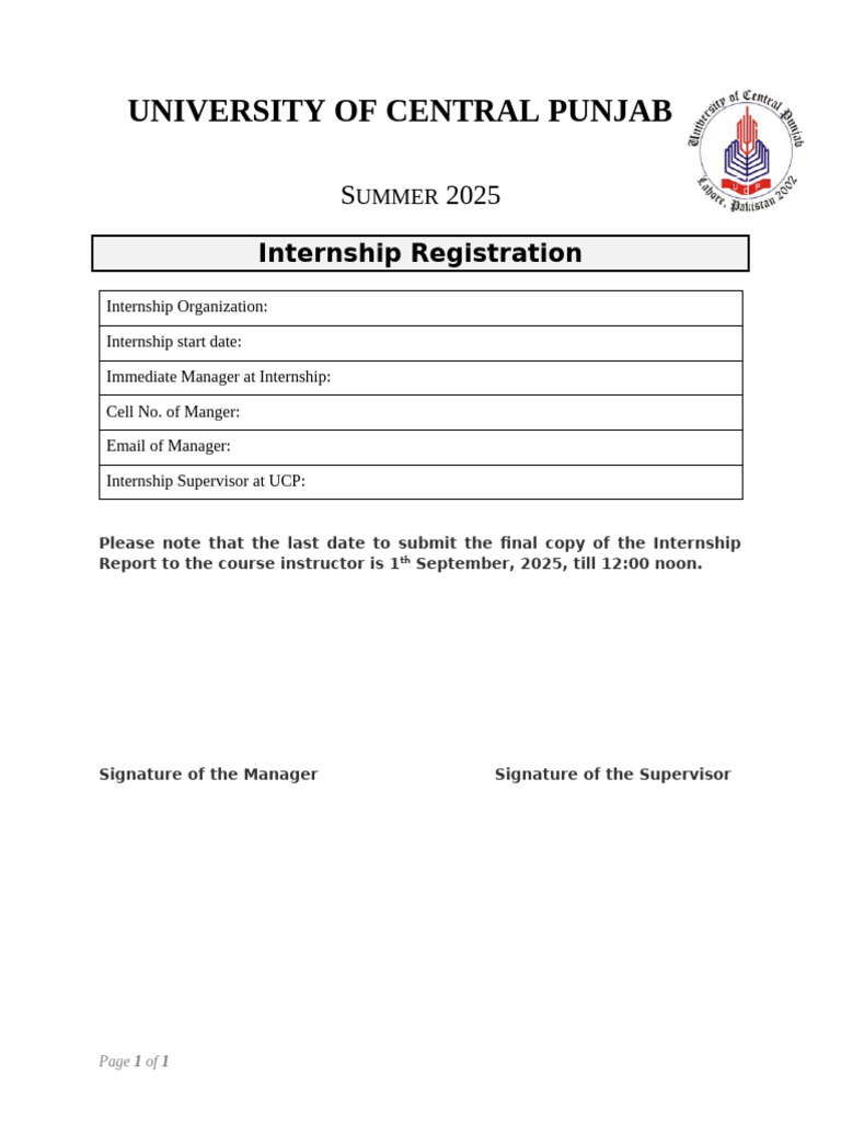 Internship Start Form 2 | PDF