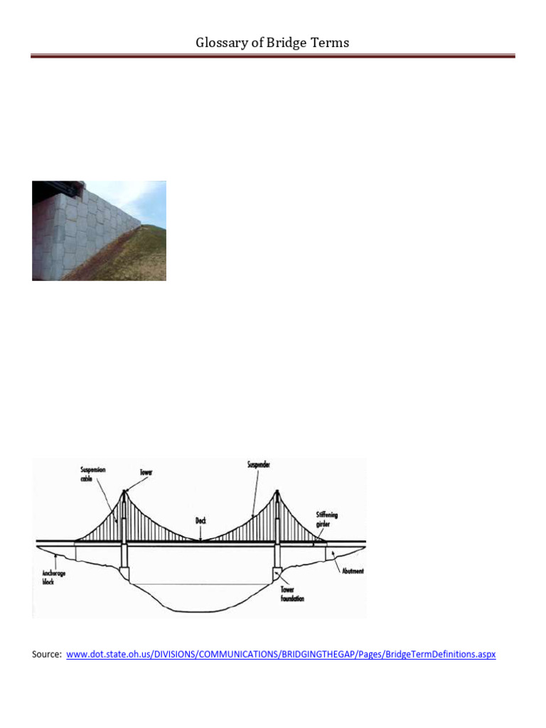 Bridge Terms Glossary for Engineers | PDF | Truss | Bridge