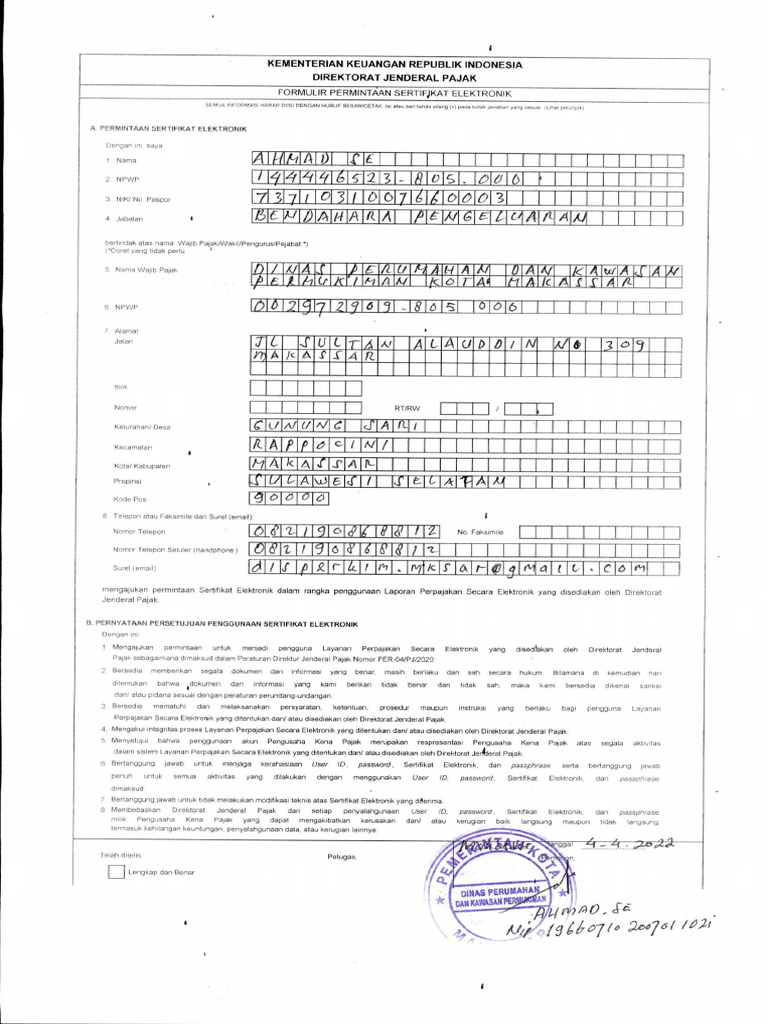 Formulir Permintaan Sertifikat Elektronik | PDF