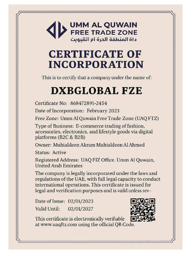 Certificate of Incorporation | PDF
