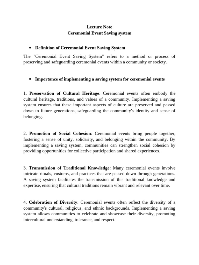 Ceremonial Event Saving System Guide | PDF | Expense | Budget