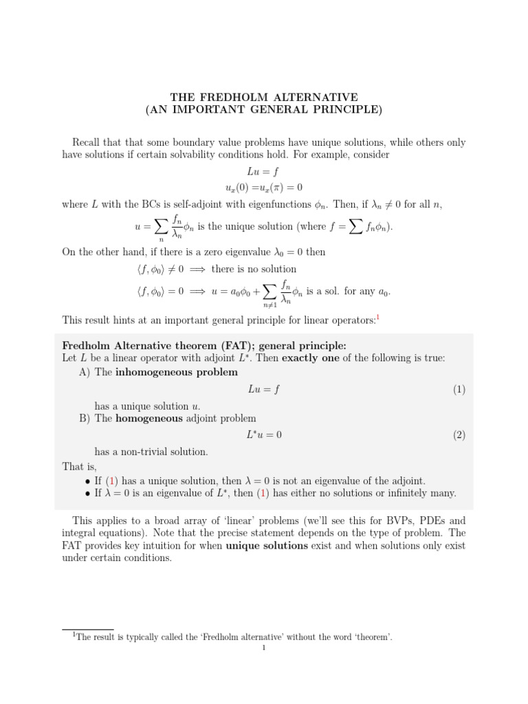 Integrals0 Fredholm Alt | PDF | Eigenvalues And Eigenvectors | Mathematical Analysis