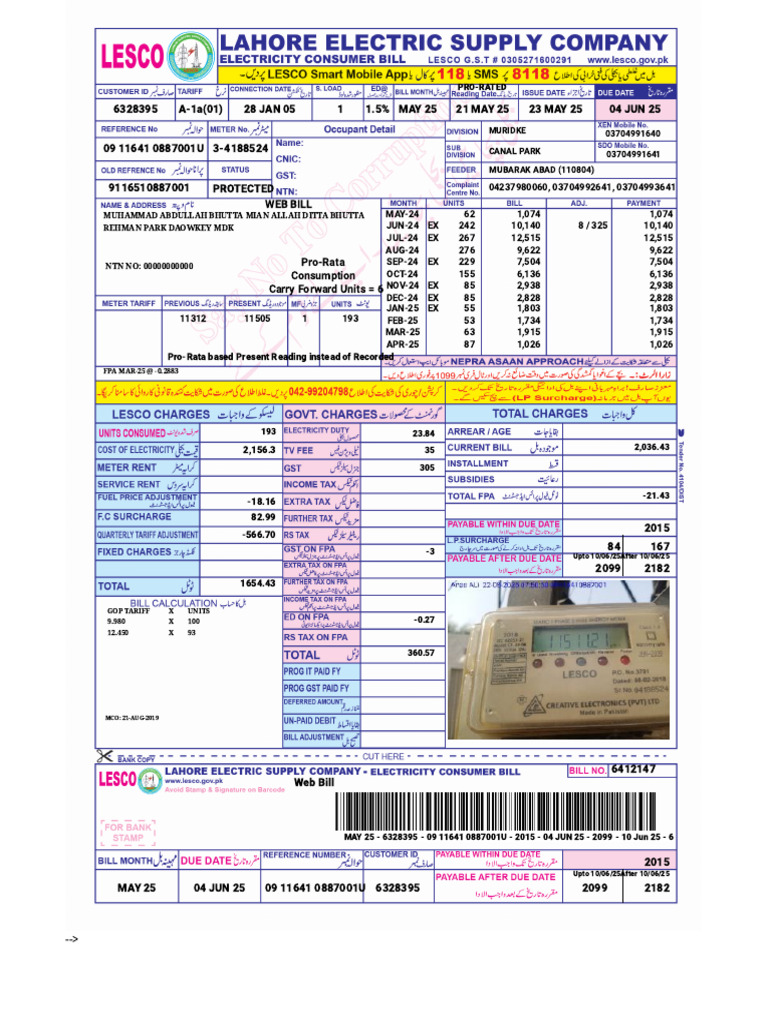 Lesco - Web Bill | PDF