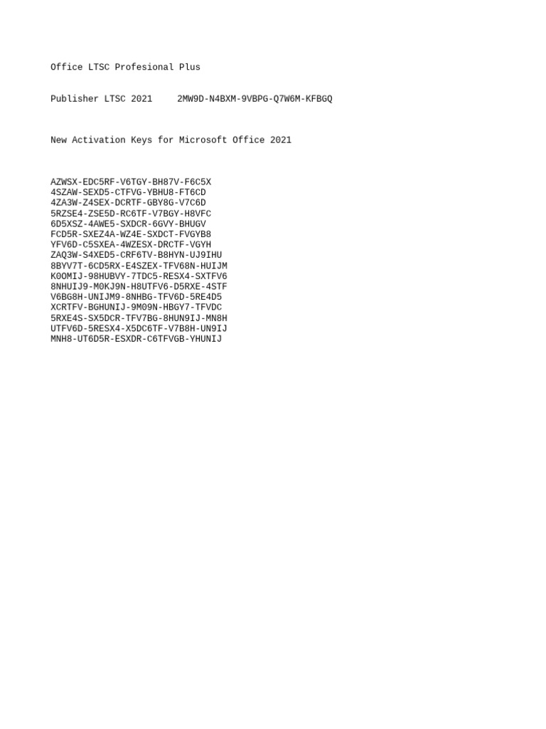 Office LTSC 2021 Activation Keys | PDF