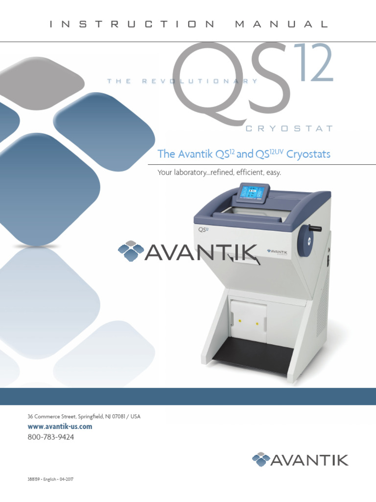 Avantik QS12 Cryostat Manual | PDF | Knife | Touchscreen