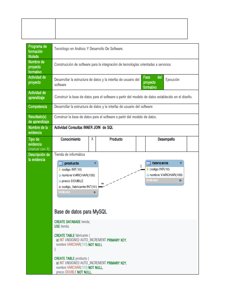 Actividad Consultas Inner en SQL Left Join y Right Join | PDF | SQL | Ingeniería de software