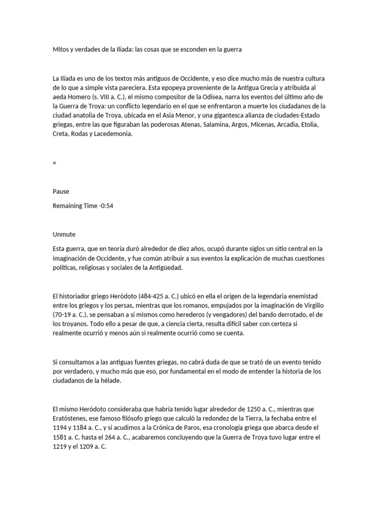 Mitos y verdades sobre la Ilíada | PDF | Helena de Troya | París ...